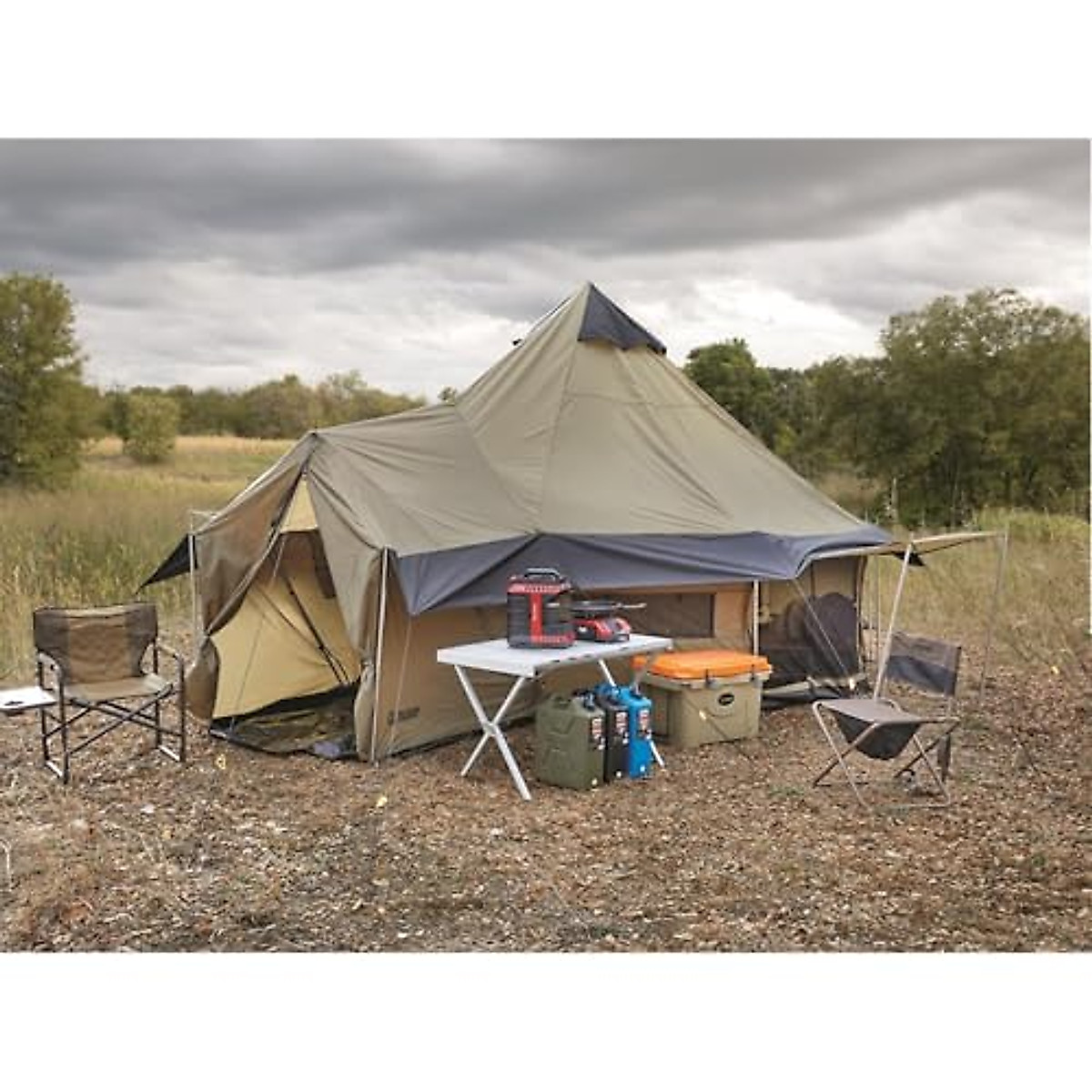 Guide Gear Base Camp Tent, Outdoor, Hiking, Hunting, Four Season Camping with Stove Jack