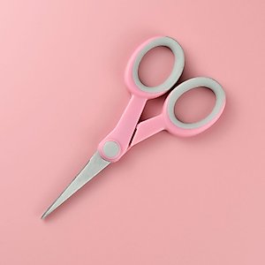 5.5 Inch Pastel Small Craft Scissors, Mini Point Tip Kids Scissors,Comfort-Grip Stainless Steel Sharp Fabric Sewing Shears All Purpose Embroidery Scissors for Cutting, Scrapbooking, Crafting(Pink)