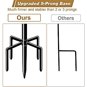 Whoonba 51 Inch Tall Garden Flag Stand Holder with 5 Prong Base, Yard Flag Pole Holder for 12x18 Outdoor Small Flag Decor with Two Spring Stoppers and a Tiger Clip, 2 Pack