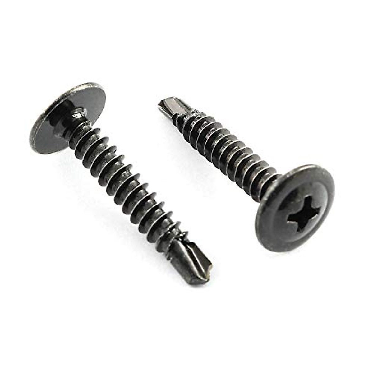 Pro Bamboo Kitchen 50pcs #8 x 1" Carbon Steel Cross Large Self-Tapping Truss Head Screws Black