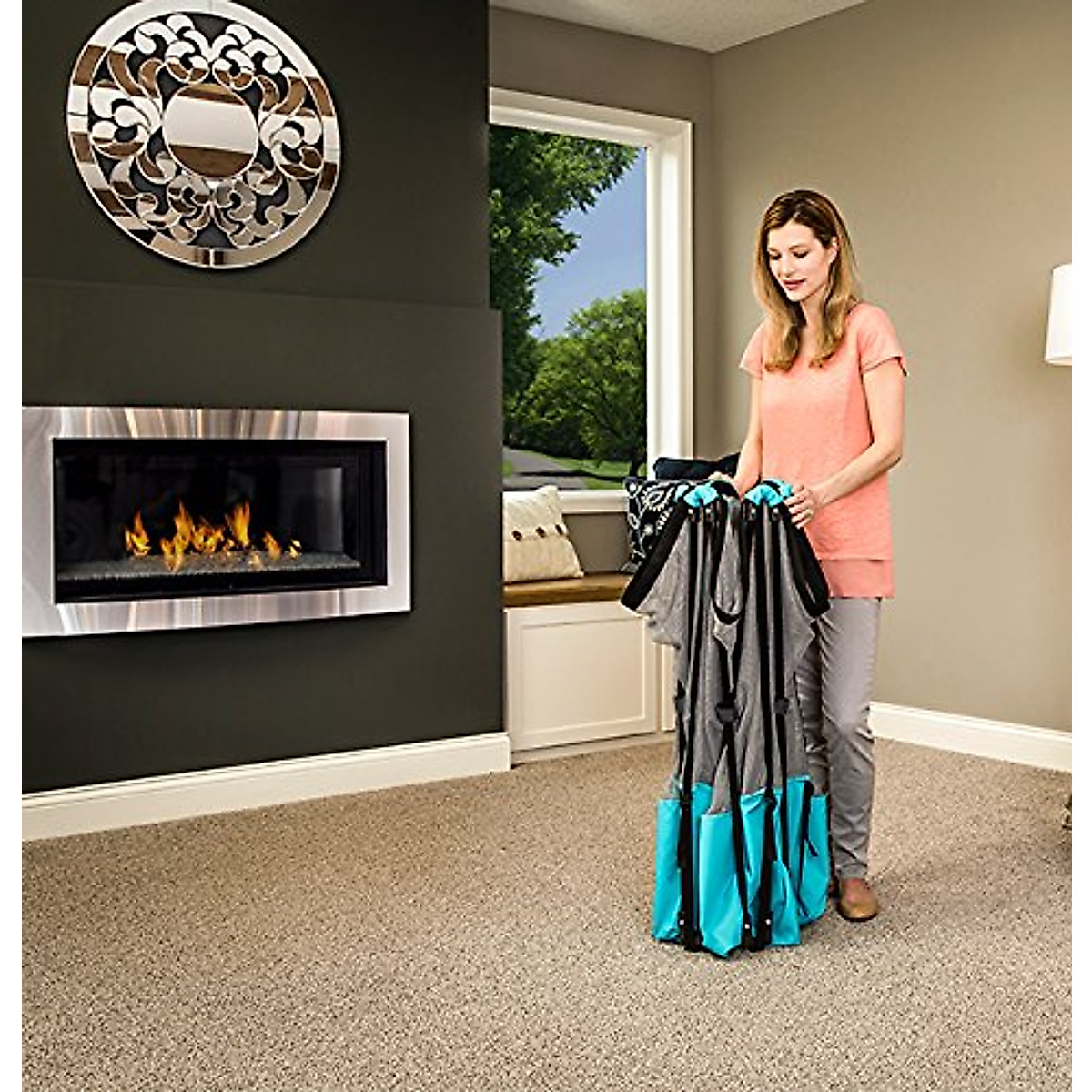 Regalo My Play Deluxe Extra Large Portable Play Yard Indoor and Outdoor, Bonus Kit, Washable, Teal, 8-Panel