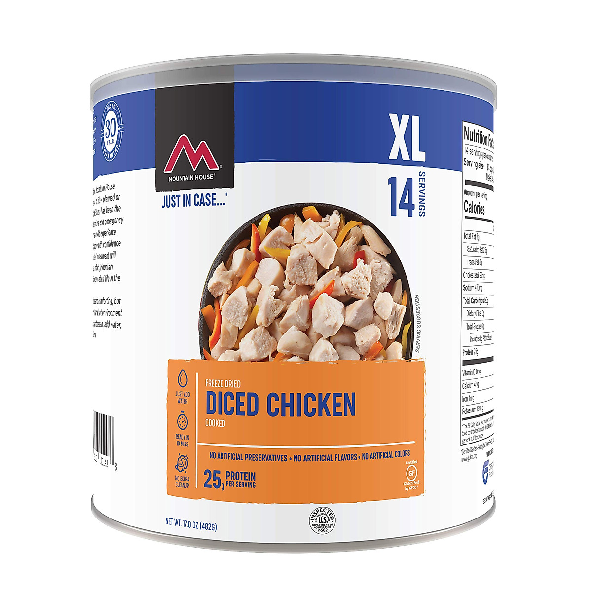 Mountain House Cooked Diced Chicken | Freeze Dried Survival & Emergency Food | #10 Can | Gluten-Free, 30235-Parent & Augason Farms Freeze Dried Broccoli Florets & Stems 7 oz No. 10 Can