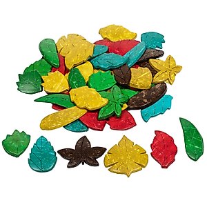 READY 2 LEARN-CE10008 Coconut Leaves - Set of 50 - 6 Shapes - 5 Colors - Natural, Hand Made Counters for Kids - Use for Crafts, Counting and Sorting