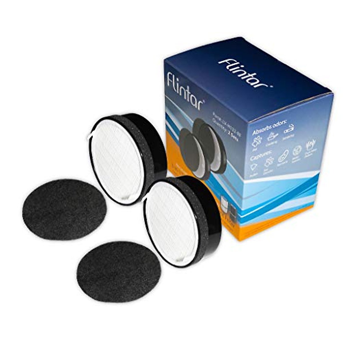 Flintar H13 True HEPA Replacement Filter, Compatible with LV-H132 Air Purifier, Part # LV-H132-RF, 2-Pack