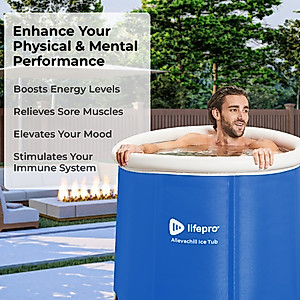 Lifepro Portable Ice Bath Tub with Cover and Storage Bag - Home & Travel Ice Bath Tub for Athletes and Adults, Durable Cold Plunge Tub for Home Therapy Sessions, Outdoor Ice Bath Cold Water Plunge Tub