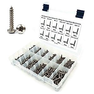 316 Stainless Steel Phillips Pan Head Sheet Metal Screw Assortment Kit Sizes #8 Through #14-326 Pieces