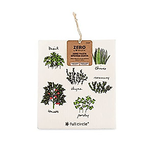Full Circle Zero Waste Sponge Cloth – Absorbent Swedish Dishcloth – Reusable Kitchen Cloth Wipes Dishes & Surfaces - Biodegradable & Compostable Cotton/Cellulose Sponge Cloth