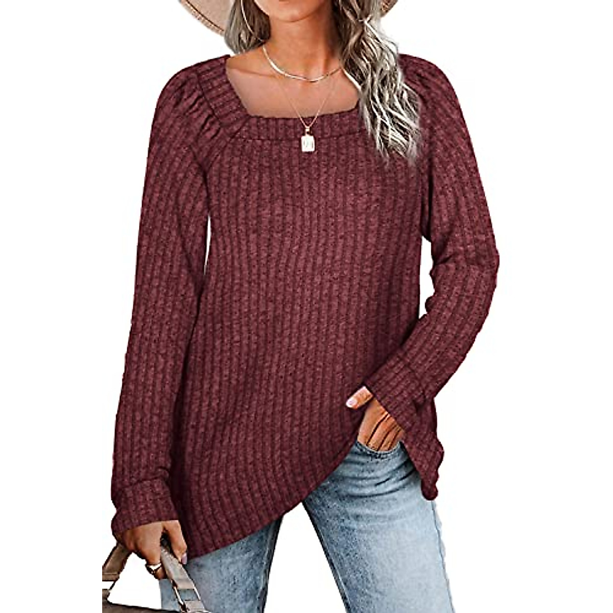 WIHOLL Long Sweaters for Women to Wear with Leggings Fashion Sweatshirts L