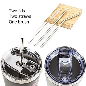 Maxerkeep 20OZ Tumbler with Leak-Proof Straw Lid & Flip Lid， 2 Metal Straws,1 Cleaning Brush，Insulated Coffee Mug Water Cup Black and Pink water bottle jisoo jennie rose lisa