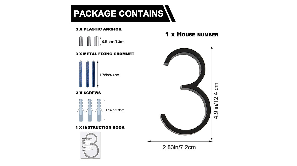 Modern 5 Inch House Numbers - Durable Metal Signage