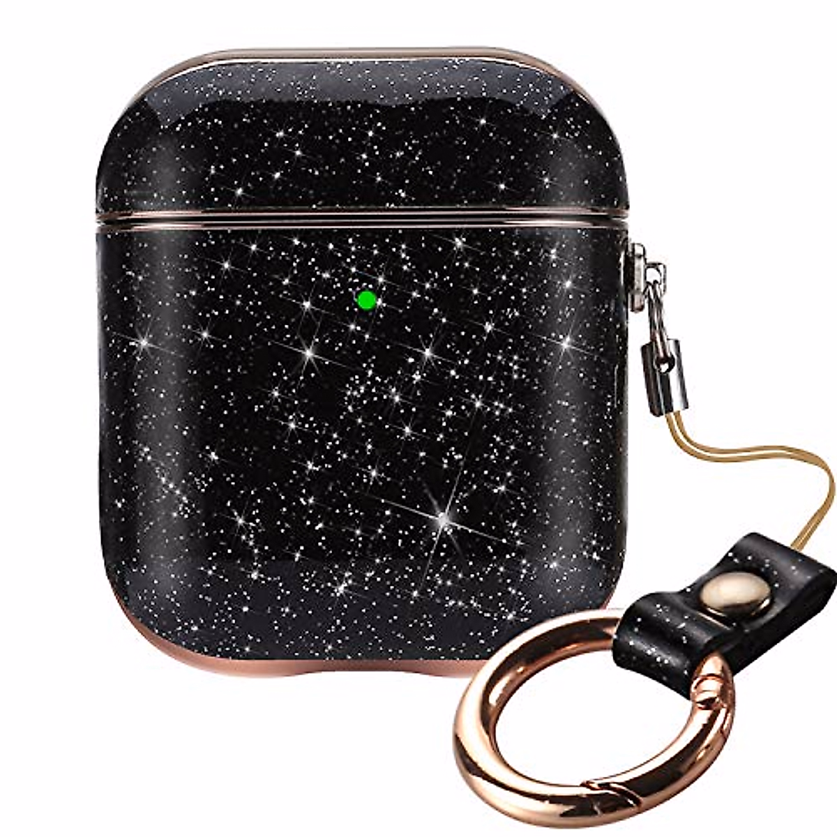 Aladrs Bling Hard Shell Cover Compatible with Glitter Airpod 1/2, Protective Case for Apple AirPods 2nd / 1st, Black