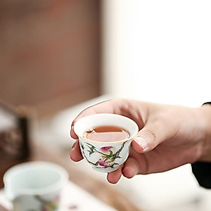 DOITOOL Asian Tea Set Ceramic Teacup Chinese Kung Fu Tea Set Coffee Mug Peach Teaware for Matcha Tea Green Tea Latte Cappuccino Wine Japanese Tea Cups