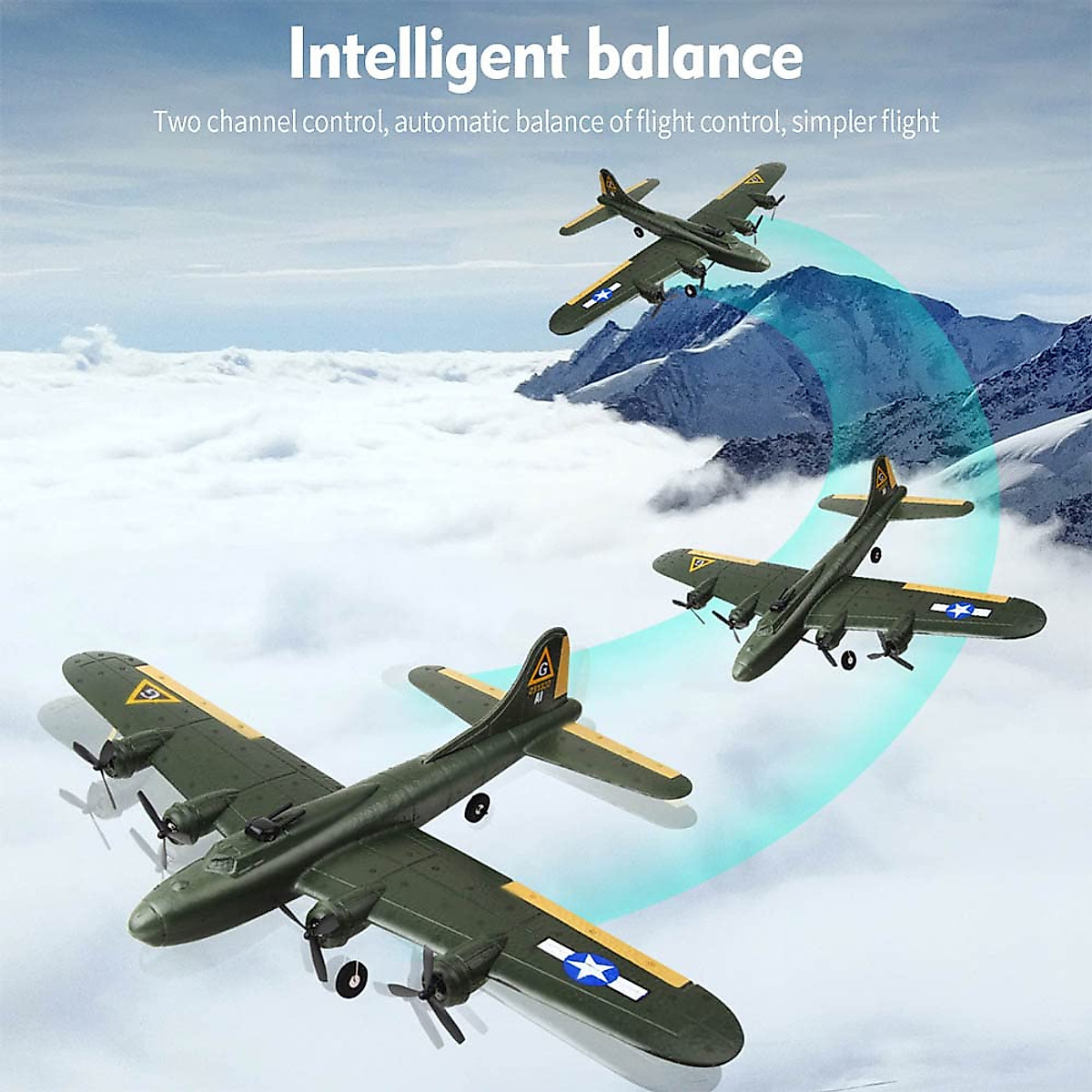 GoolRC B-17 RC Plane, 2 Channel RC Airplane, 2.4Ghz Remote Control Airplane, Ready to Fly EPP Foam Glider, Fixed Wing RC Aircraft Flight Toys for Boys,Kids and Adults