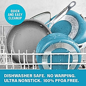 GOTHAM STEEL Aqua Blue Nonstick Multipurpose 5 Quart Stock Pot with Glass Lid, Dutch, Sauce & Reheat Food, Oven and Dishwasher Safe, PFOA Free