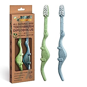 ANPEI ROARex Vegan Kids Toothbrush | Dino Design | Biodegradable & Compostable Natural Plant-Based Toothbrush | Dinosaur Theme | 1% for The Planet