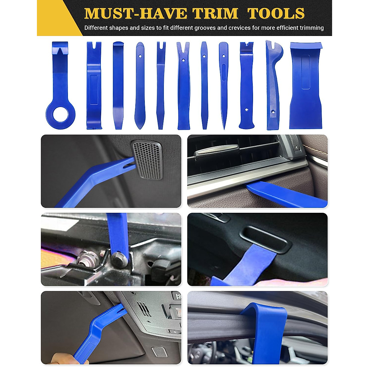 Trim Removal Tool, 120Pcs Car Panel Door Audio Removal Tool Kit, Auto Clip Pliers Fastener Remover Pry Tool Set with Storage Bag