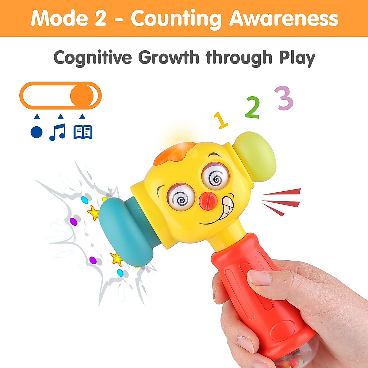 iPlay, iLearn Baby Musical Toys for 1 Year Old, Toddler Hammer Pounding Toy W/Lights and Sounds, Infant Key Sensory Teething, Learning Christmas Babies Gift for 12 18 Months 1-3 Yr Old Kid Girls Boys