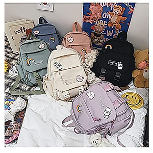 Cute Mini Backpacks with Accessories, Aesthetic ,for Teens Kawaii Small Backpack (White,With-Accessories)