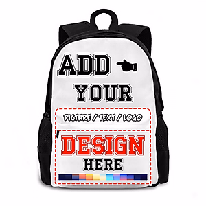 Custom Backpack,Personalized Men and Women Travel Knapsack Add Your Photo/Text, Customized Laptop School Bag for Boy Girl One Size