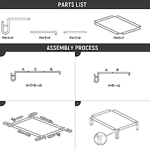 pettycare Elevated Dog Bed Cot, Raised for Large Dogs, No Screws, Stable Frame & Durable Supportive Teslin Recyclable Mesh, Breathable, Indoor &Outdoor Pet Beds, Fits up to 35 lbs, 28x22x8 ''es