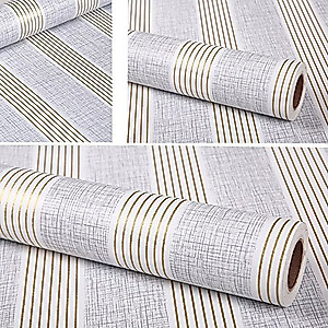 HOYOYO 17.8 x 78 Inches Self-Adhesive Shelf Liner, Self-Adhesive Shelf Liner Dresser Drawer Paper Wall Sticker Home Decoration, Grey Stripe
