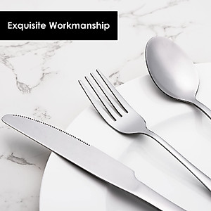 Moretoes Silverware Set for 8, 40Pcs Cutlery Set, Stainless Steel Set, Mirror Polished Flatware Sets, Include Knife Fork Spoon Set