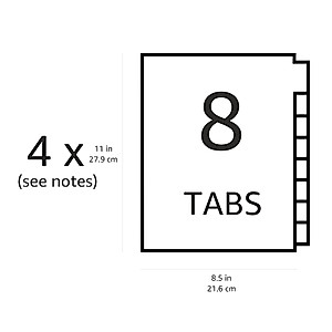 Amazon Basics Paper Binder Dividers, Letter Size, 1/5 Cut Tabs , 100 pcs
