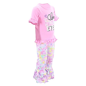 Unique Baby Girls Cutest Bunny Ever Easter Pant Set Outfit (10Y, Pink)