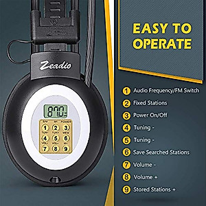 Zeadio Walkman Headphone Radio, FM Stereo Headset Radio Receiver