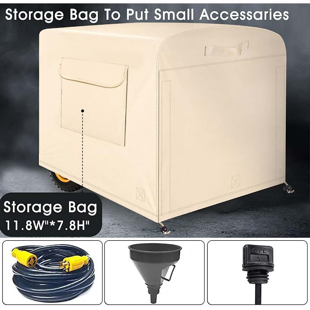 WNATN generator cover,32''L*24”W*24”H Generator Covers Heavy Duty Waterproof,600D generac generator cover,portable generator cover,inverter generator cover for outside(Beige)