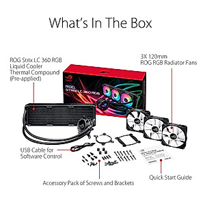 ASUS ROG Strix LC 360 RGB White Edition All-in-one Liquid CPU Cooler with Aura Sync RGB, and Triple ROG 120mm addressable RGB Radiator Fans