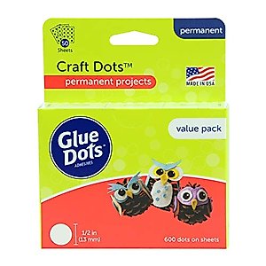 Glue Dots-8961 1/2" School 600pc Craft Value Pack, 1/2 Inch, Clear
