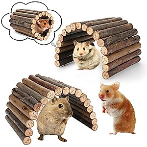 Hamster Toys Guinea Pig Toys Hamster Wheel Hamster Cage Accessories Small Animal Molar Chew Toys for Chinchillas,Gerbils,Mice,Rats,Mouse,Rabbit,Bunny Hideout Seesaw (Bendable Hideout(2 Packs))