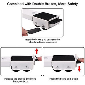 2Pcs Extendable Appliance Furniture Dolly Mobile Roller, Heavy Duty Adjustable Washing Machine Mobile Stand Base, Metal Movable Bracket for Refrigerator Washing Machine Dryers Diswashers Base, White