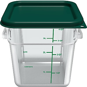 Carlisle FoodService Products Squares Square Food Storage Container Lid with Stackable Design for Catering, Buffets, Restaurants, Proprietary Blend, 2 To 4 Quarts, Forest Green