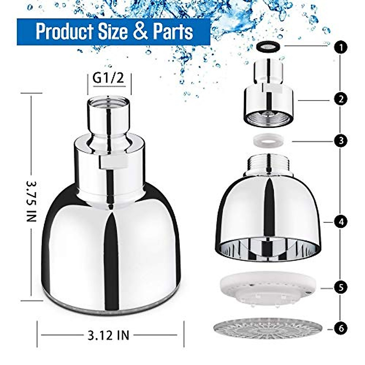 Shower Head With Lights, High Pressure Led Shower Head, 7 Color Changing Rainfall LED Fixed ShowerHead for Bathroom, Luxury Chrome Flow Rain ShowerHead Angle-adjustable for Kids Adult