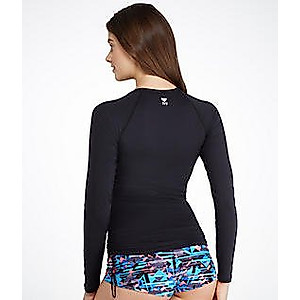 TYR Women's Belize Rashguard Long Sleeve Top, Black, Large