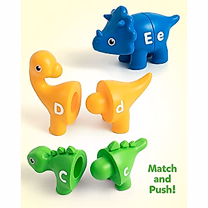 Coogam Matching Letters Fine Motor Toy, 26 PCS Double-Sided ABC Dinosaur Alphabet Match Game with Uppercase Lowercase, Preschool Educational Montessori Learning Toys for Toddlers Boys Girls
