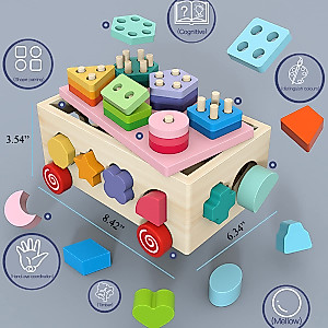 UAHAPY Baby Montessori Toddlers Toys for 1 2 3 Year Old Boy & Girl,1 Year Old Girl Gifts 1st One Christmas Birthday Gift,Wooden Preschool Educational Sensory Toys for 12-18 Months 1-3 Yr