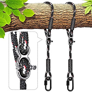BeneLabel Tree Swing Ropes, Hammock Tree Swings Hanging Straps, Adjustable Extendable, for Outdoor Swings Hammock Playground Set Accessories, 3ft(40"), 2 Pack, Black