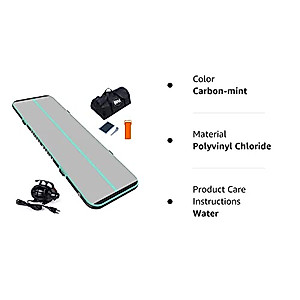 BEYOND MARINA Air Gymnastics Tumble Track 4/8 inches Thickness Inflatable Tumbling 10ft/13ft/16ft/20ft Air Mats for Home Use Training/Cheerleading/Yoga with Electric Pump, 13'x3.3'x4'', Carbon-mint