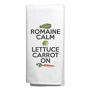 ThisWear Housewarming Gifts for New Homeowners Romaine Calm Lettuce Carrot On Decorative Kitchen Tea Towel White
