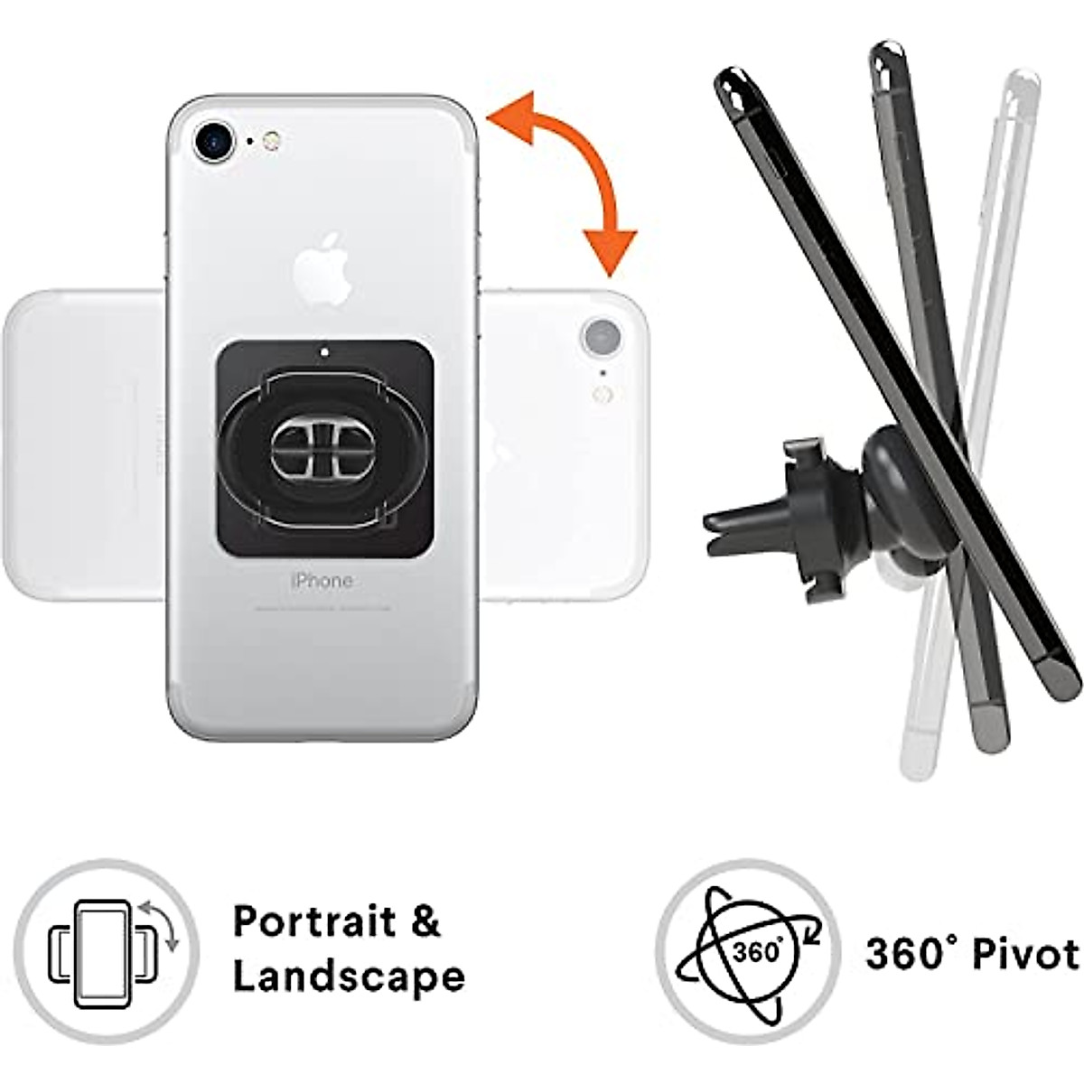 Kenu Airframe Magnetic Phone Car Mount for Air Vent - Portable Mobile Holder - 360 Degree Rotation - 6 Powerful Magnets with 1 Reusable Steel Plate - Use with Latest iPhones, Samsungs, and Androids