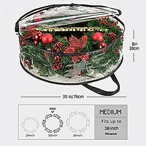 CINPIUK Clear Wreath Storage Bag 30 Inch Christmas Wreath Storage Container, Heavy Duty Wreath Protector with Handle for Holiday Seasonal Wreath Garland