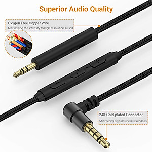 Cubilux 3.5mm to 2.5mm Headphone Cable with MIC Compatible with Bose QuietComfort 45/35/25 Noise Cancelling 700, Sennheiser Momentum 4, JBL Tune 760/750/720BT/710/700/660/600 Live 660/650/500, 4 FT