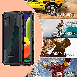 Samsung Galaxy A02S Waterproof Case with Built-in Screen Protector Dustproof Shockproof Drop Proof Heavy Duty Phone Case, Rugged Full Body Underwater Protective Cover for Samsung Galaxy A02S - Black