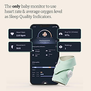 Owlet Dream Sock - Smart Baby Monitor - Foot Sensor to Track Heartbeat and Oxygen O2 Levels in Infants and Babies - Notifications for Night Wakings, Movement and Sleep State - Bedtime Blue + Mint