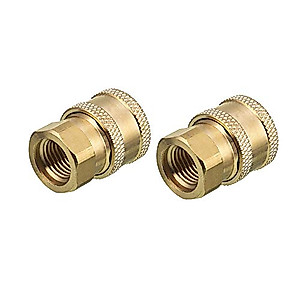RIDGE WASHER Pressure Washer Coupler, Brass Fittings, 1/4 Inch Quick Connect to Female NPT, 5000 PSI, 2 Pack