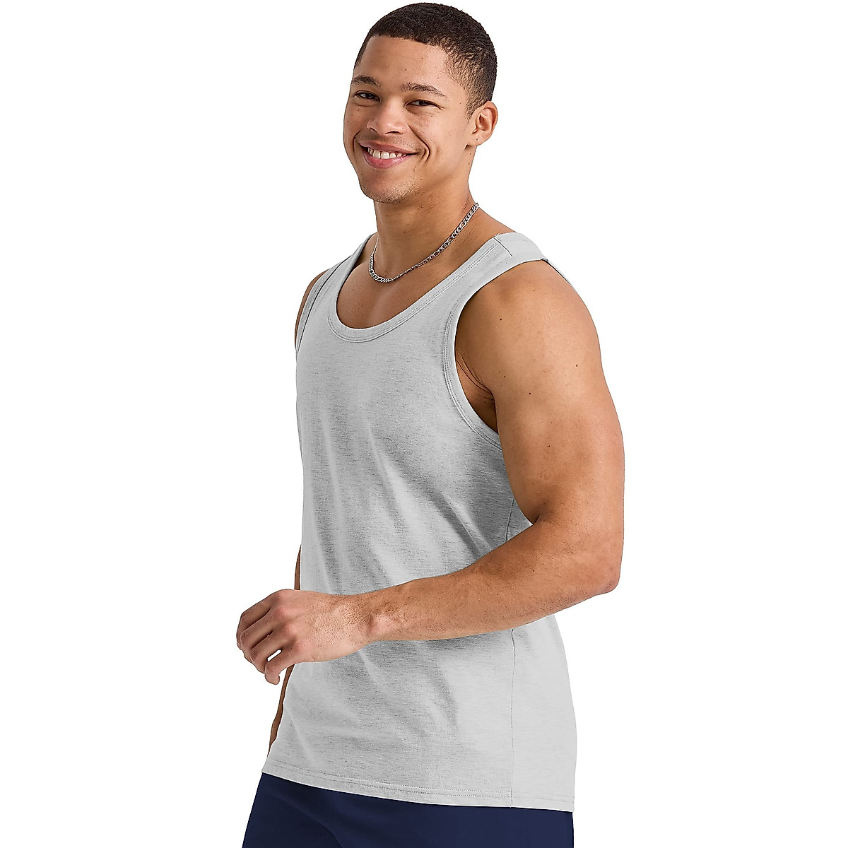 Hanes Comfortblend Originals Top, 100% Cotton Men, Sleeveless Tank Shirt, Light Steel, Small
