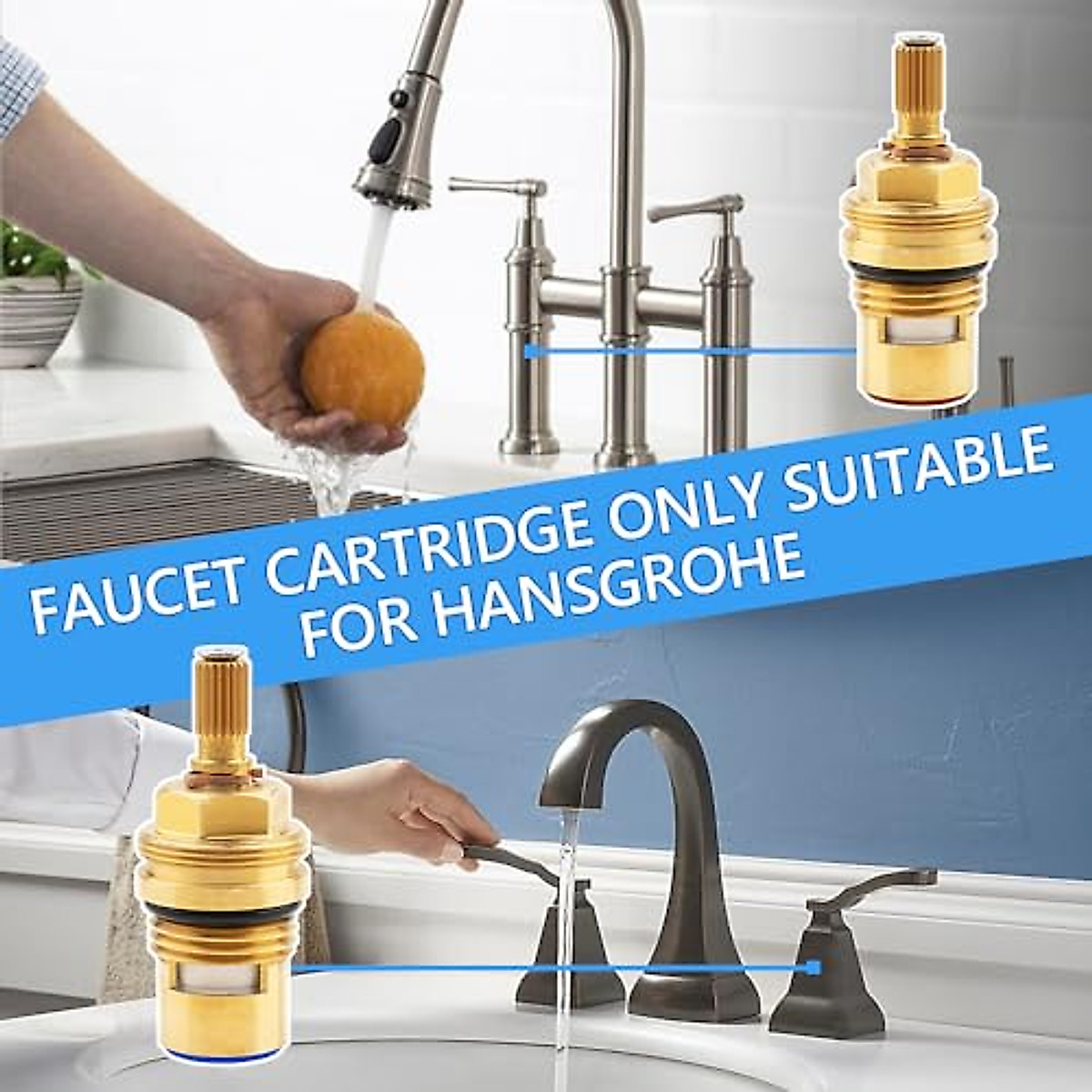 Faucet Cartridge for Hansgrohe 94008000 94009000, Widespread Faucet Replacement Cartridge Compatible with Hansgrohe Faucet, Cold Hot Faucet Cartridges